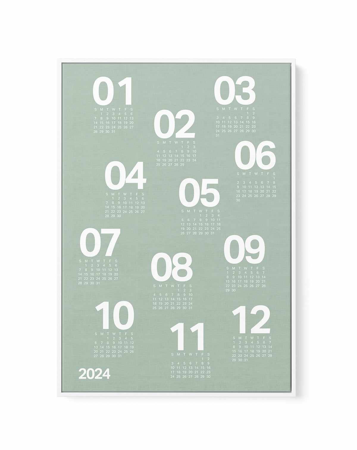 2024 Sage Green Scatter Calendar | Framed Canvas Art Print – Olive et Oriel