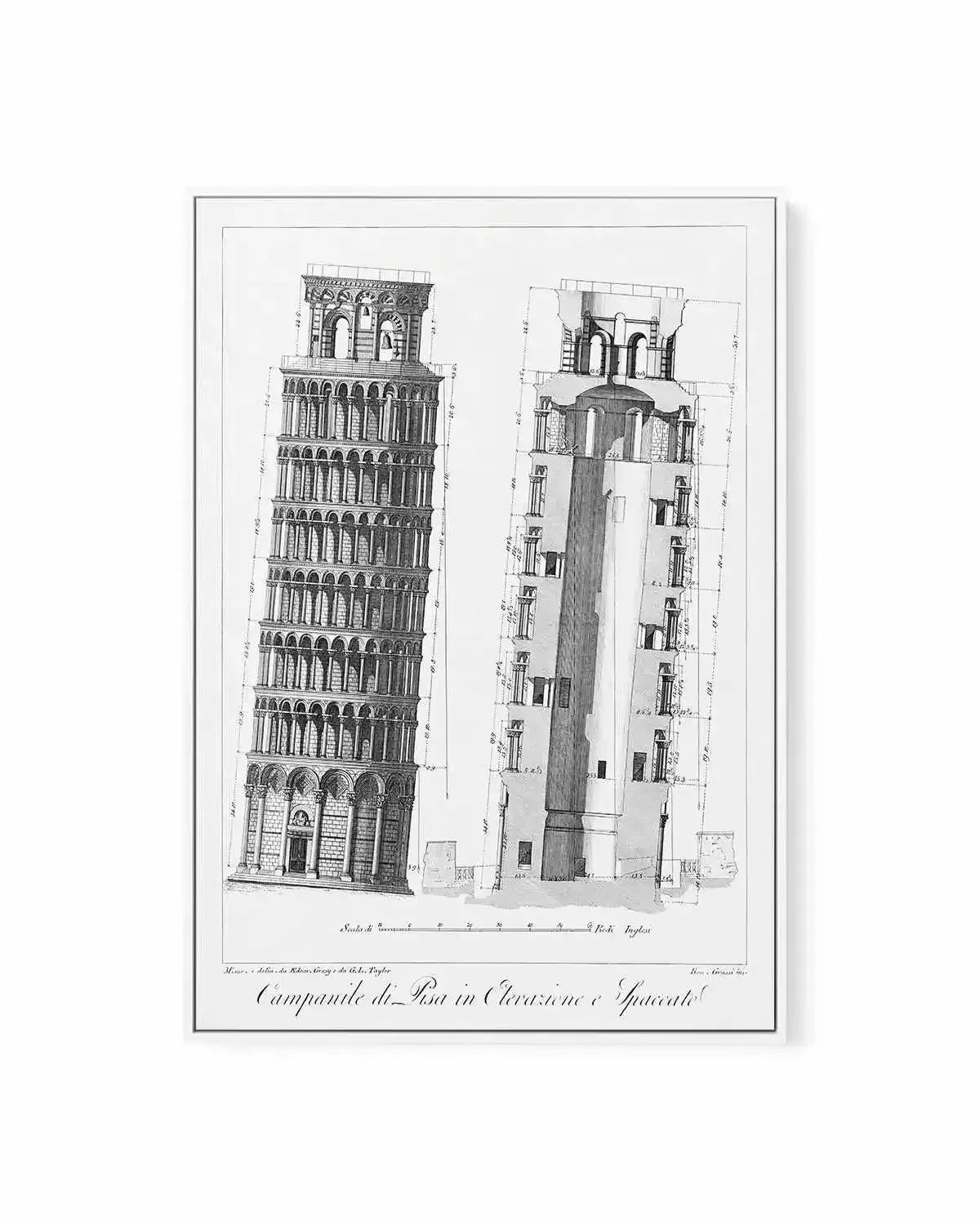 Buy 'Leaning Tower of Pisa Vintage Poster' Framed Canvas Art Print ...