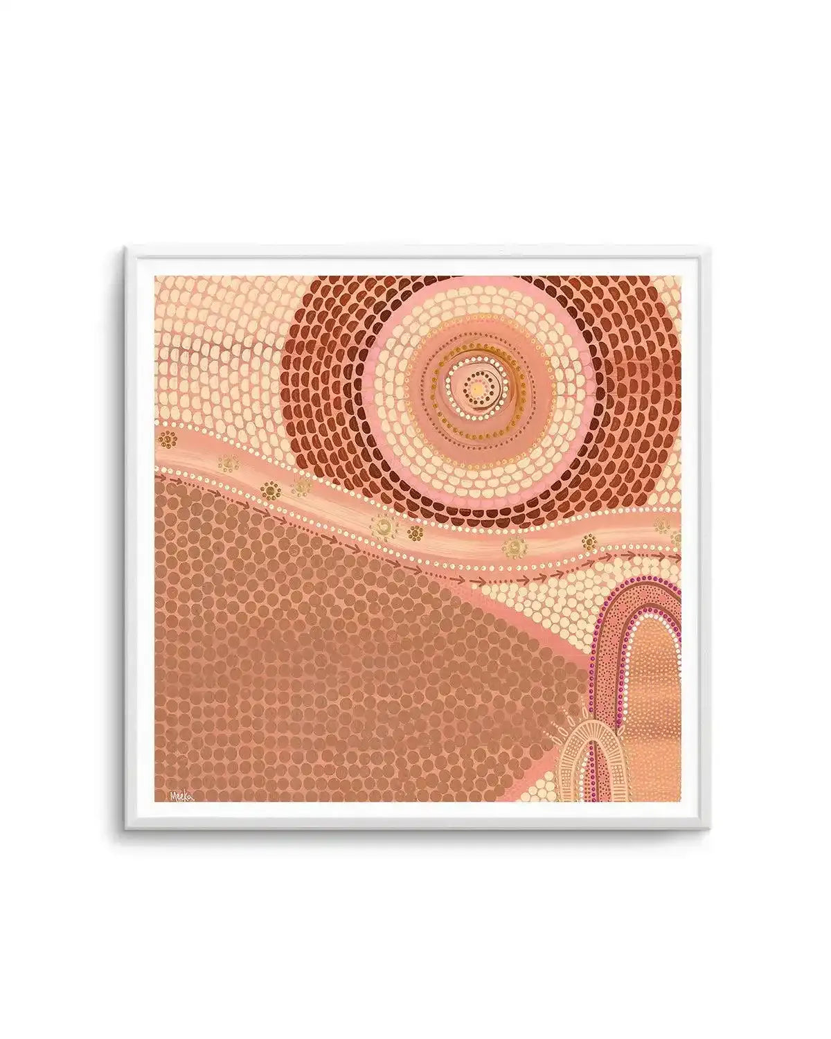 Beige tone Indigenous Australian Aboriginal Framed Art Print or Poster ...
