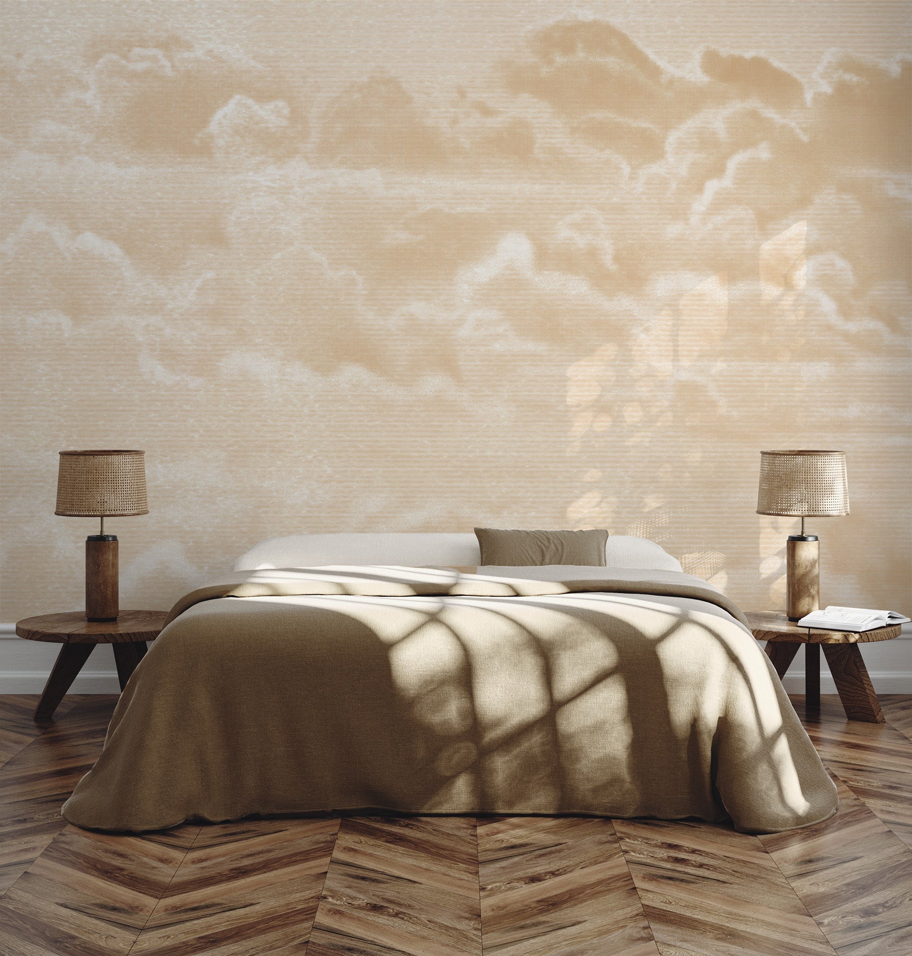 Luxe Clouds Designer Beige Wallpaper Mural Stick on Wallpaper Mural ...