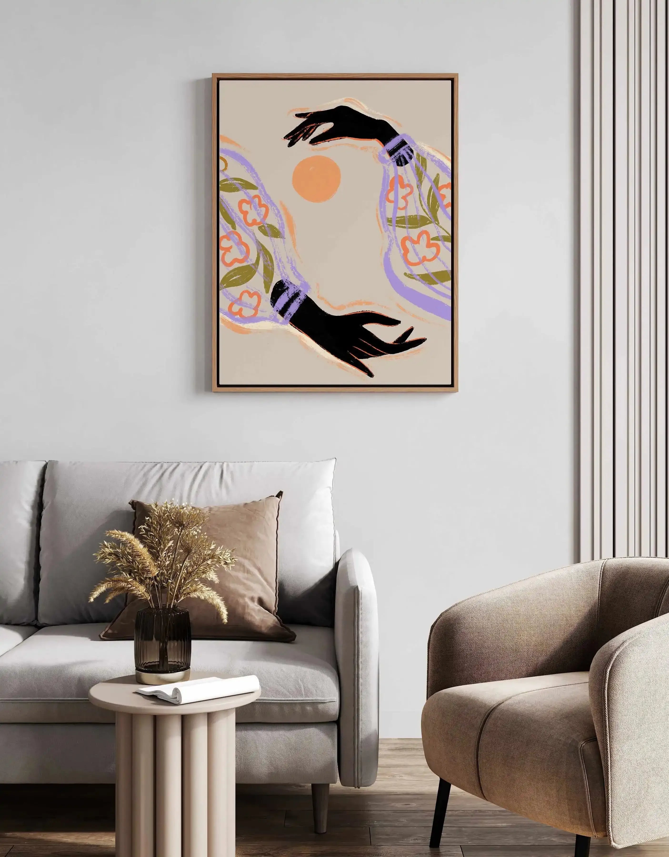 Embrace The Sun by Arty Guava | Framed Canvas Art Print – Olive et Oriel