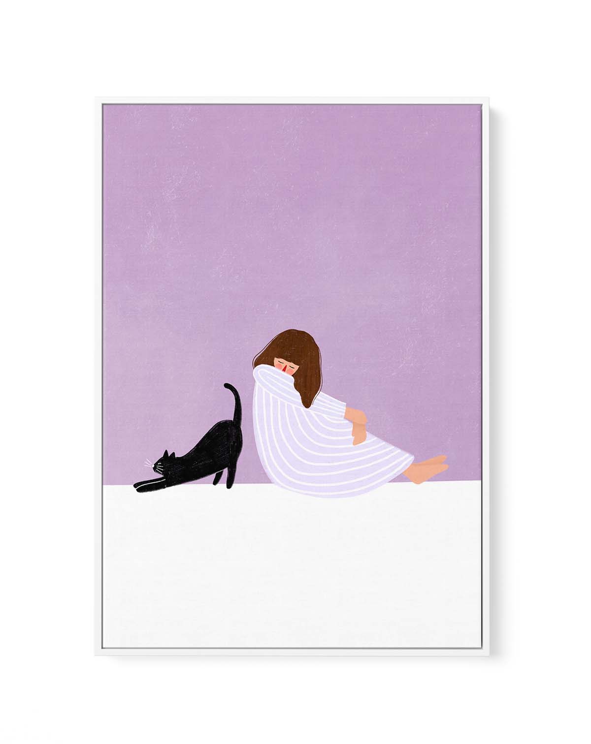 Girl and Cat by Bea Muller | Framed Canvas Art Print – Olive et Oriel