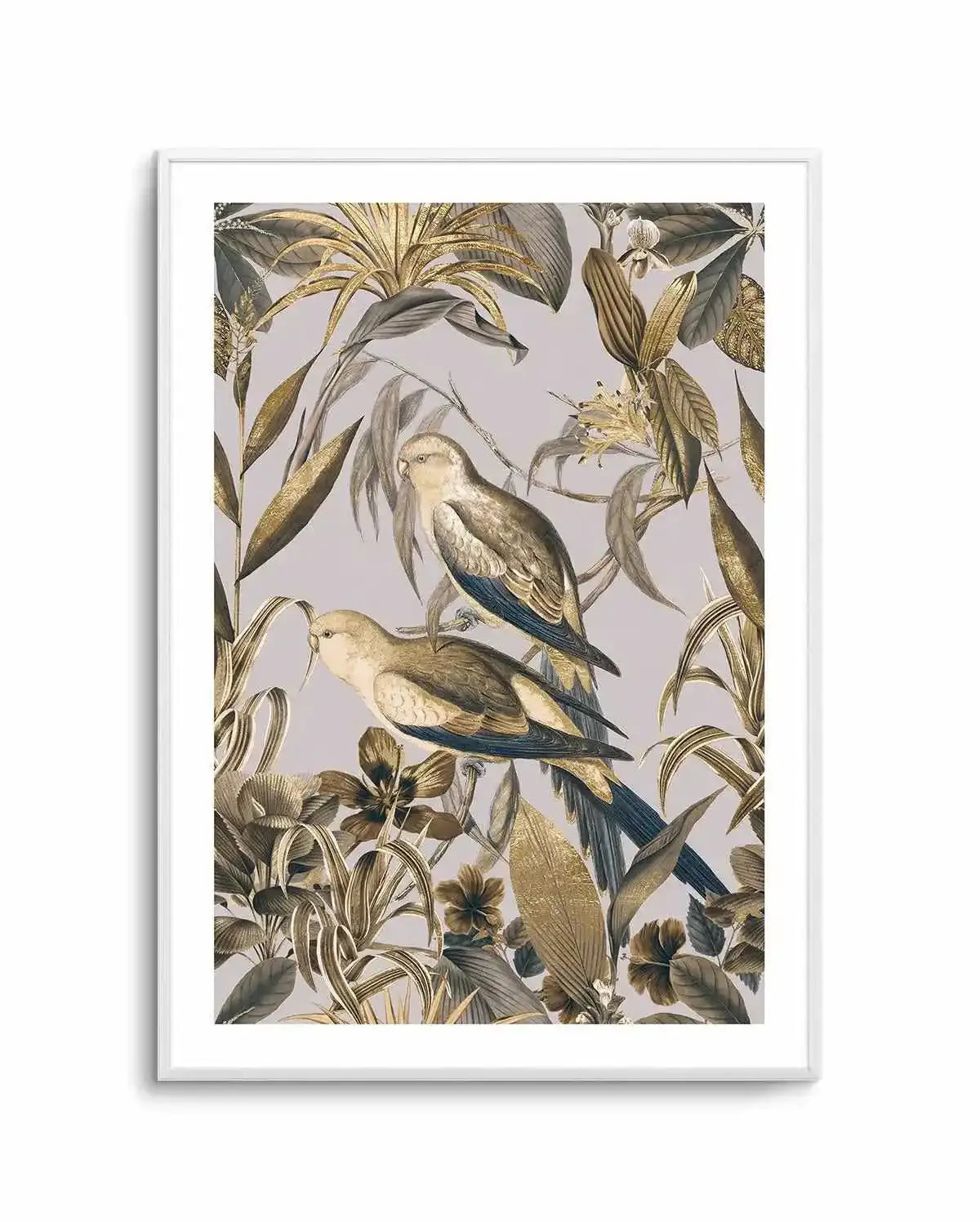 Buy 'Golden Parakeets Tropical Jungle' Wall Art Print! – Olive et Oriel