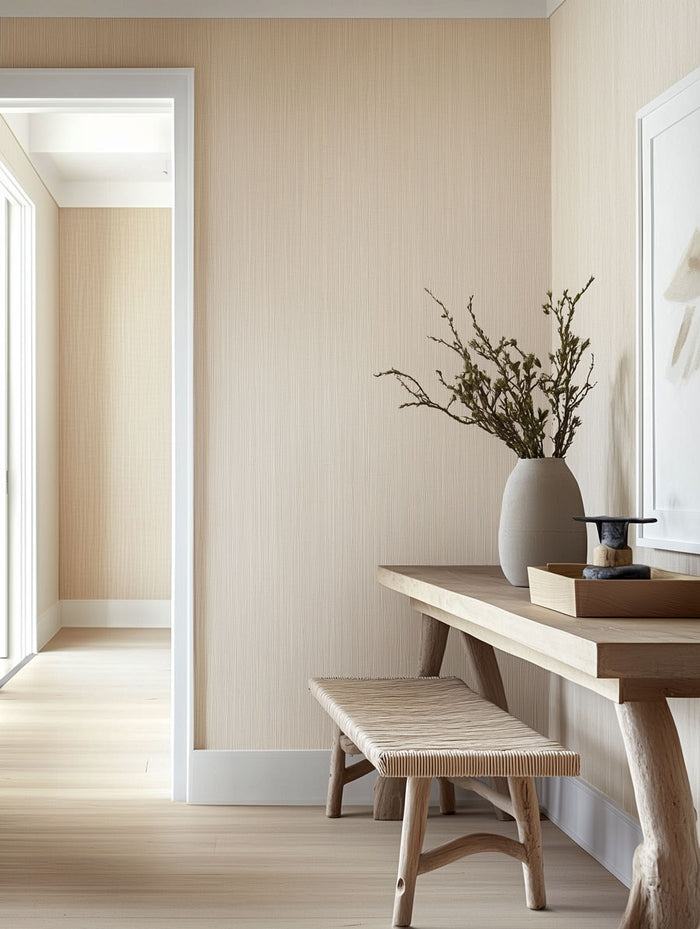 Chevron Check Natural Woven Wallpaper | Designer Grasscloth Wall ...