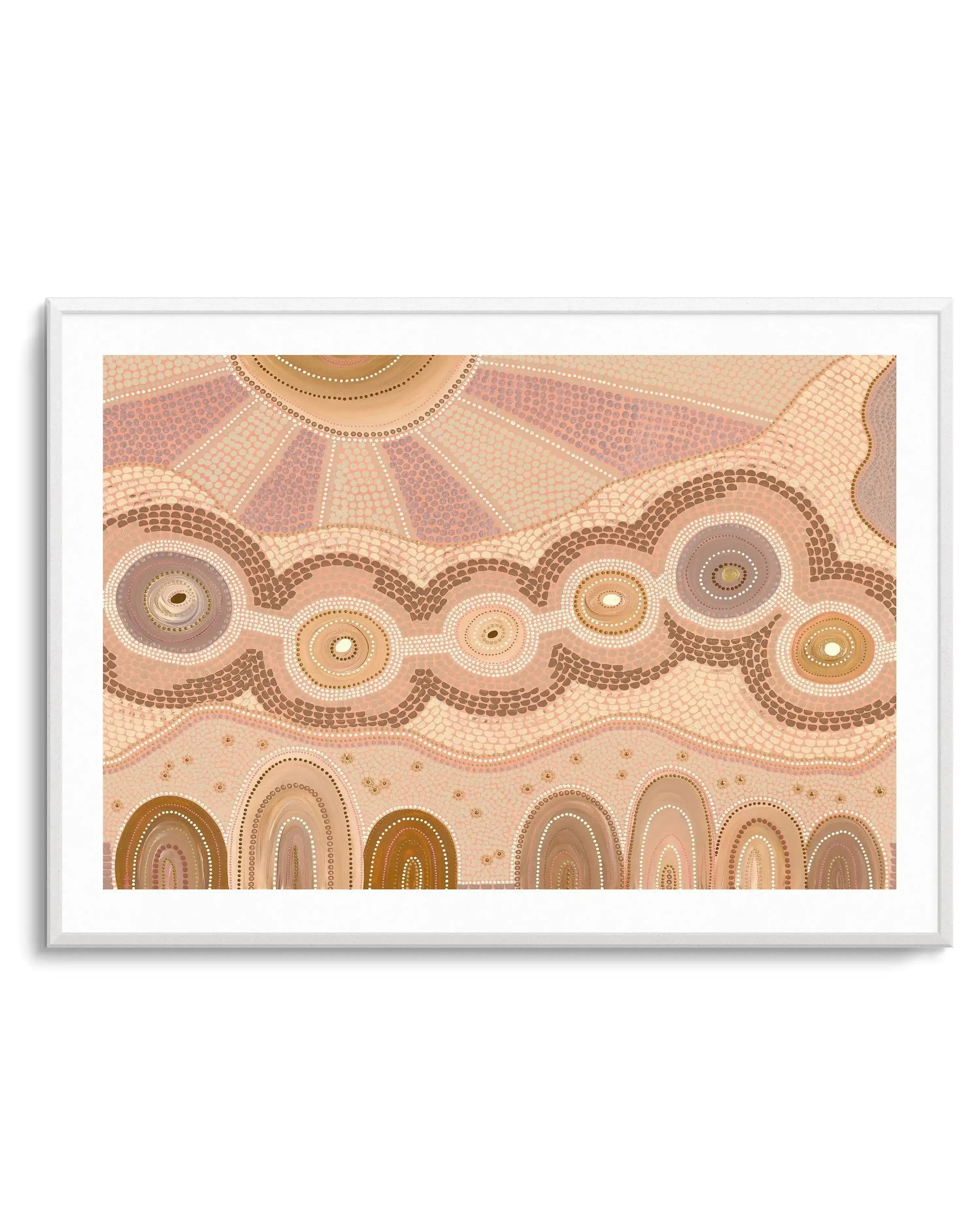 Beige tone Indigenous Australian Aboriginal Framed Art Print or Poster ...