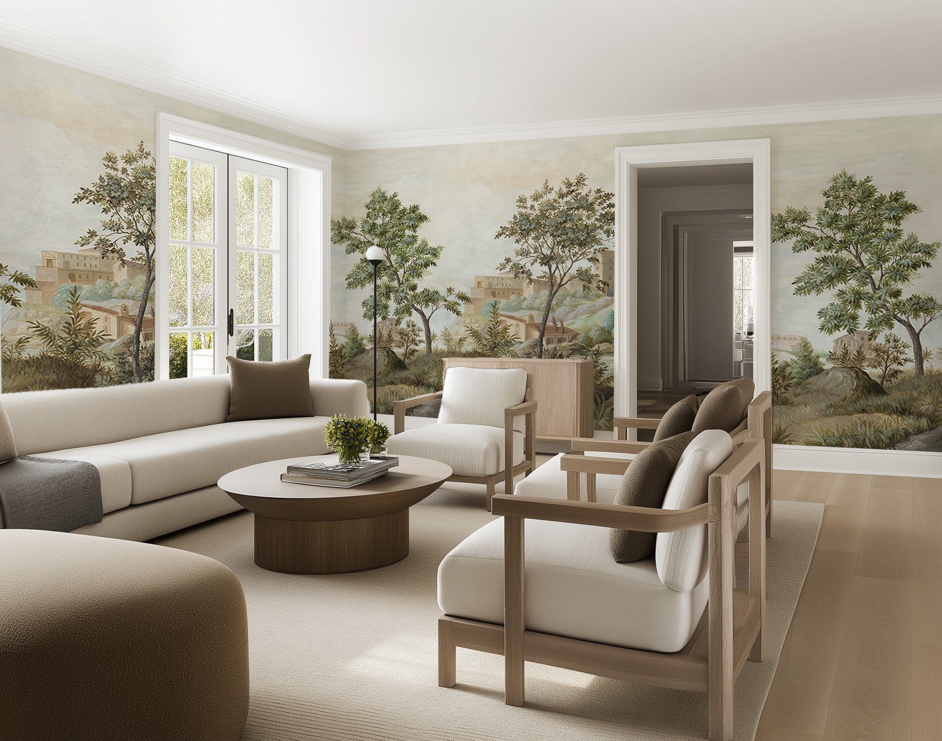Painted Province Panoramic Hand Painted Designer Mural Wallpaper ...