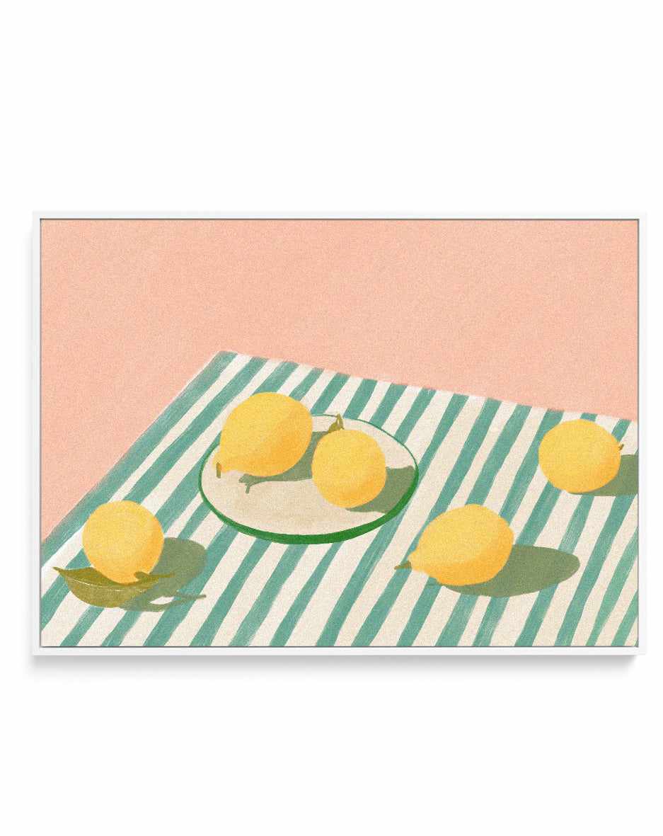 Lemon Stripes by Jenny Liz Rome | Framed Canvas Art Print – Olive et Oriel
