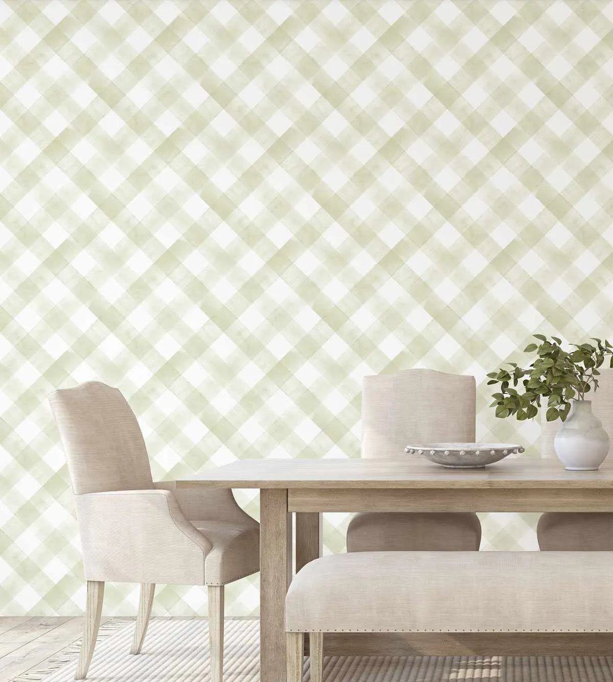 Modern Check DIY Peel and Stick Wallpaper in Light Olive Green – Olive ...