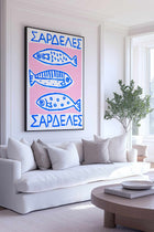 Pink Sardines by Teena Zerefos | Framed Canvas Art Print – Olive et Oriel