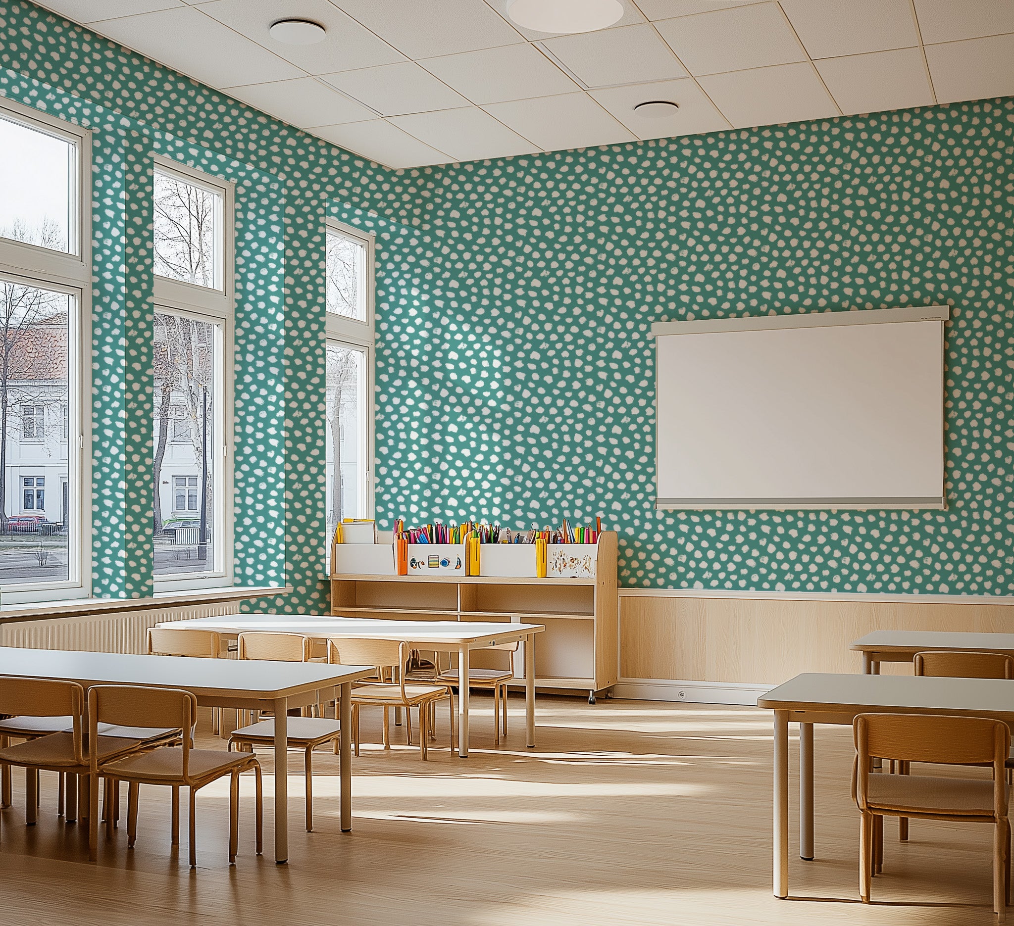 Paint Spots Blue Premium Commercial Grade Vinyl Wallpaper – Olive et Oriel
