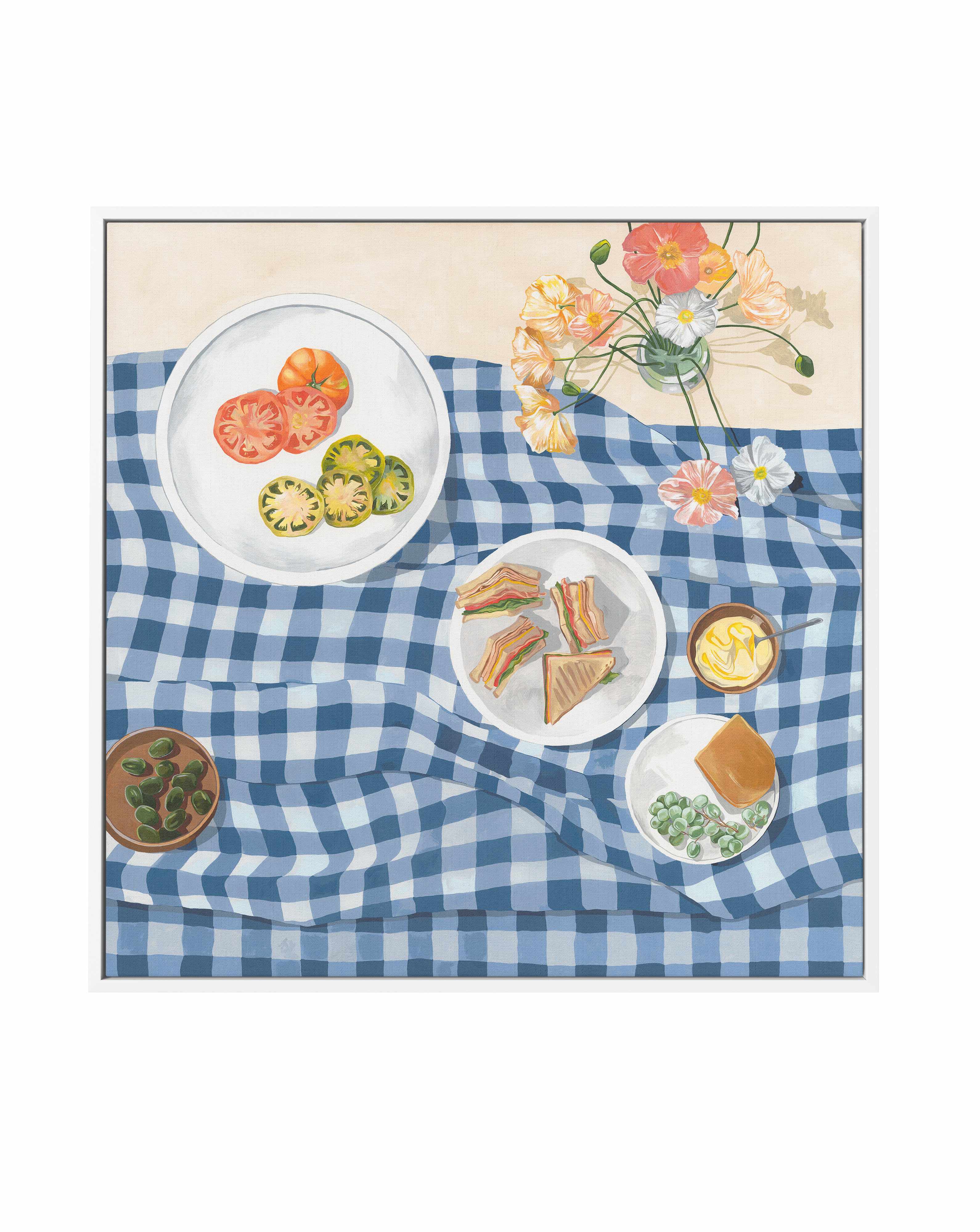 Poppies and Picnics by Cat Gerke | Framed Canvas Art Print – Olive et Oriel