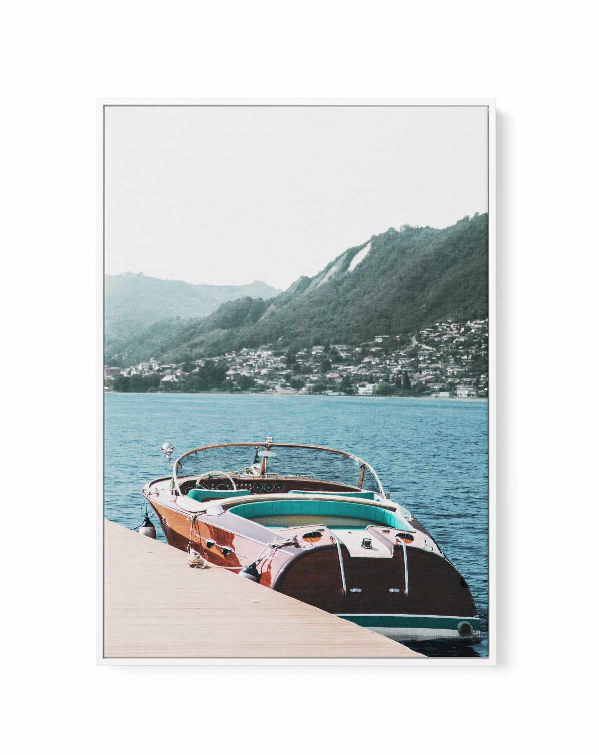 Riva Boat, Lake Como | Framed Canvas Art Print – Olive et Oriel