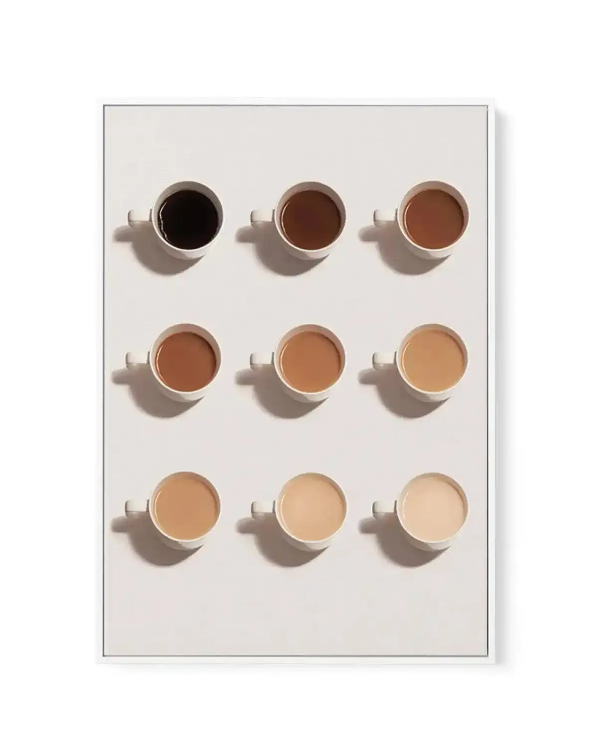 SHOP Shades of Coffee Framed Canvas Artwork, Framed in Oak, White ...