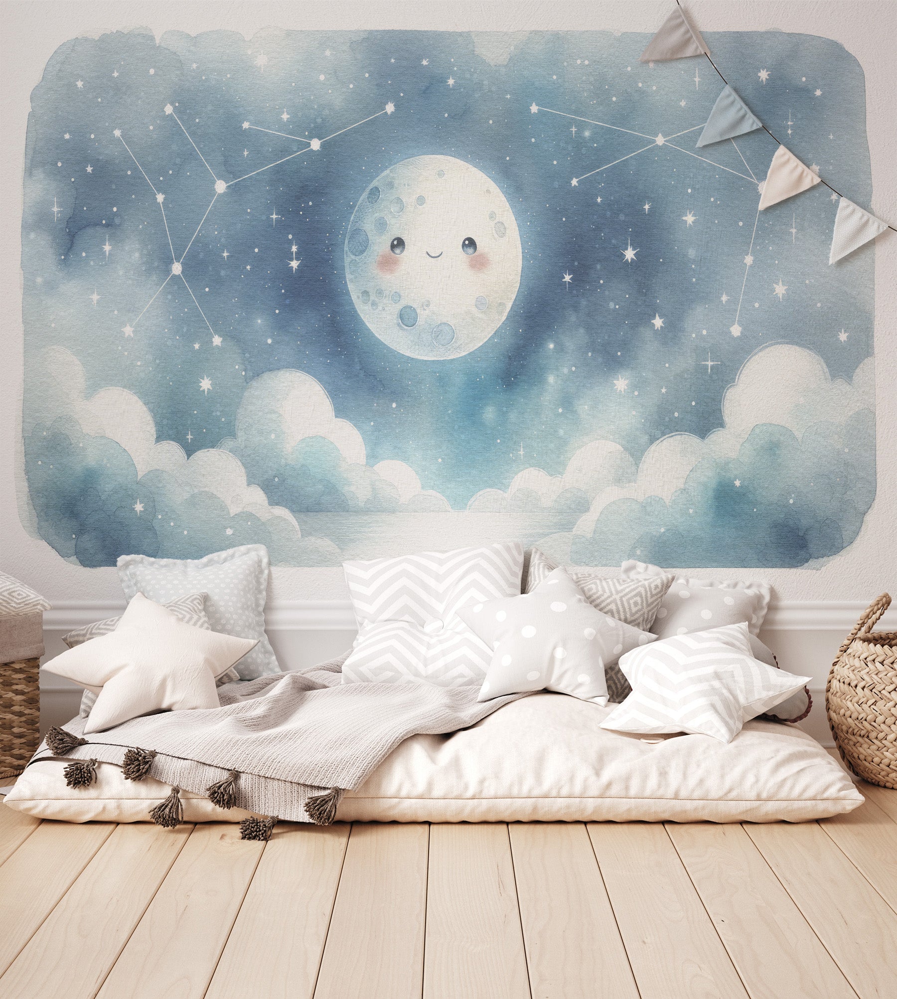 Moonlit Night Theme Mural Kids Room Peel & Stick Removable Wallpaper ...