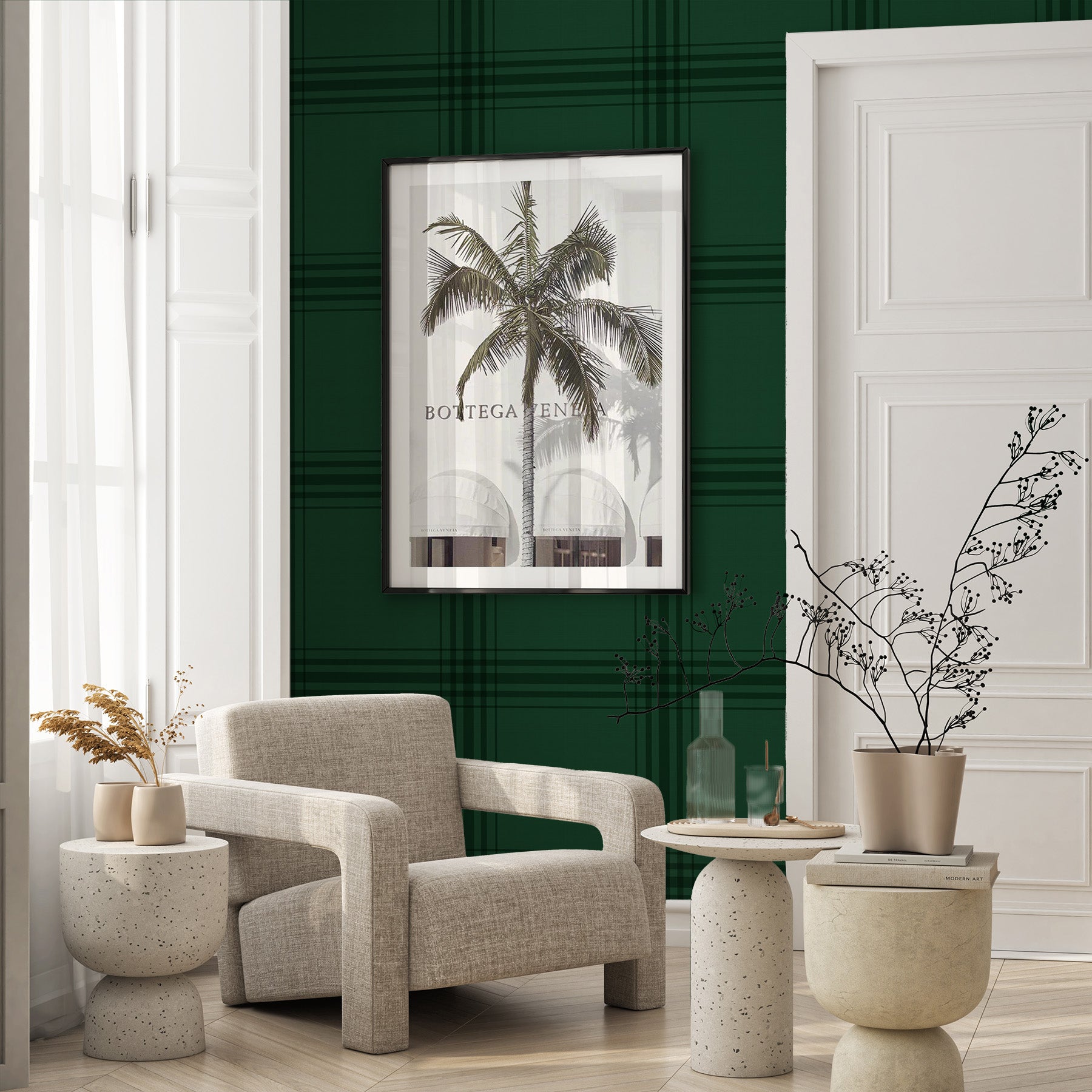 Peppy Plaid Dark Green Wallpaper Removable Peel & Stick Online – Olive ...