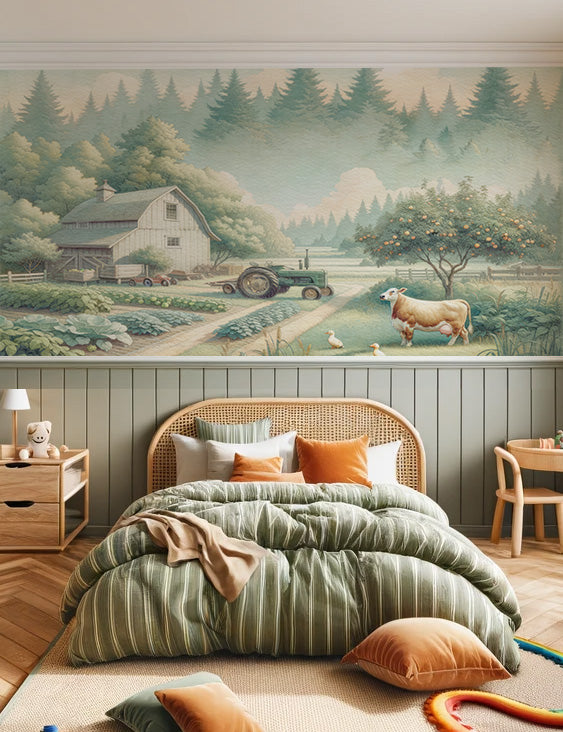 Farmyard Serenity Mural Kids Room Peel & Stick Removable Wallpaper ...