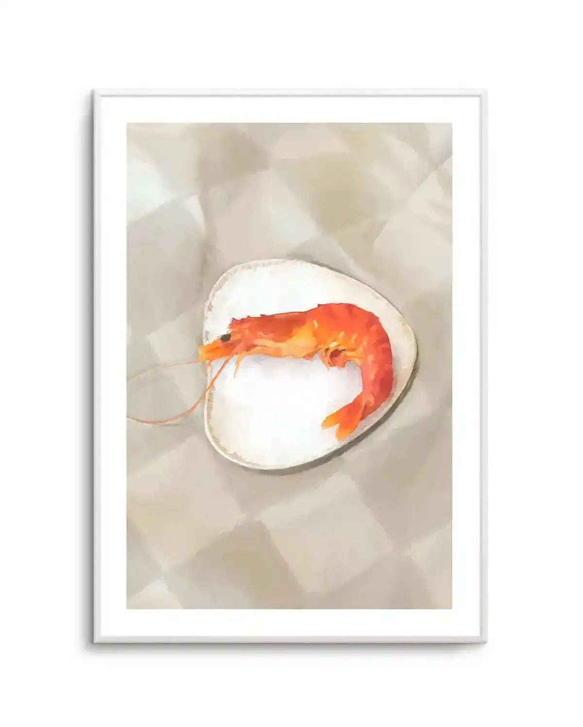 The Prawn Still Life Seafood Art Print in Neutral Beige & Orange Tones ...