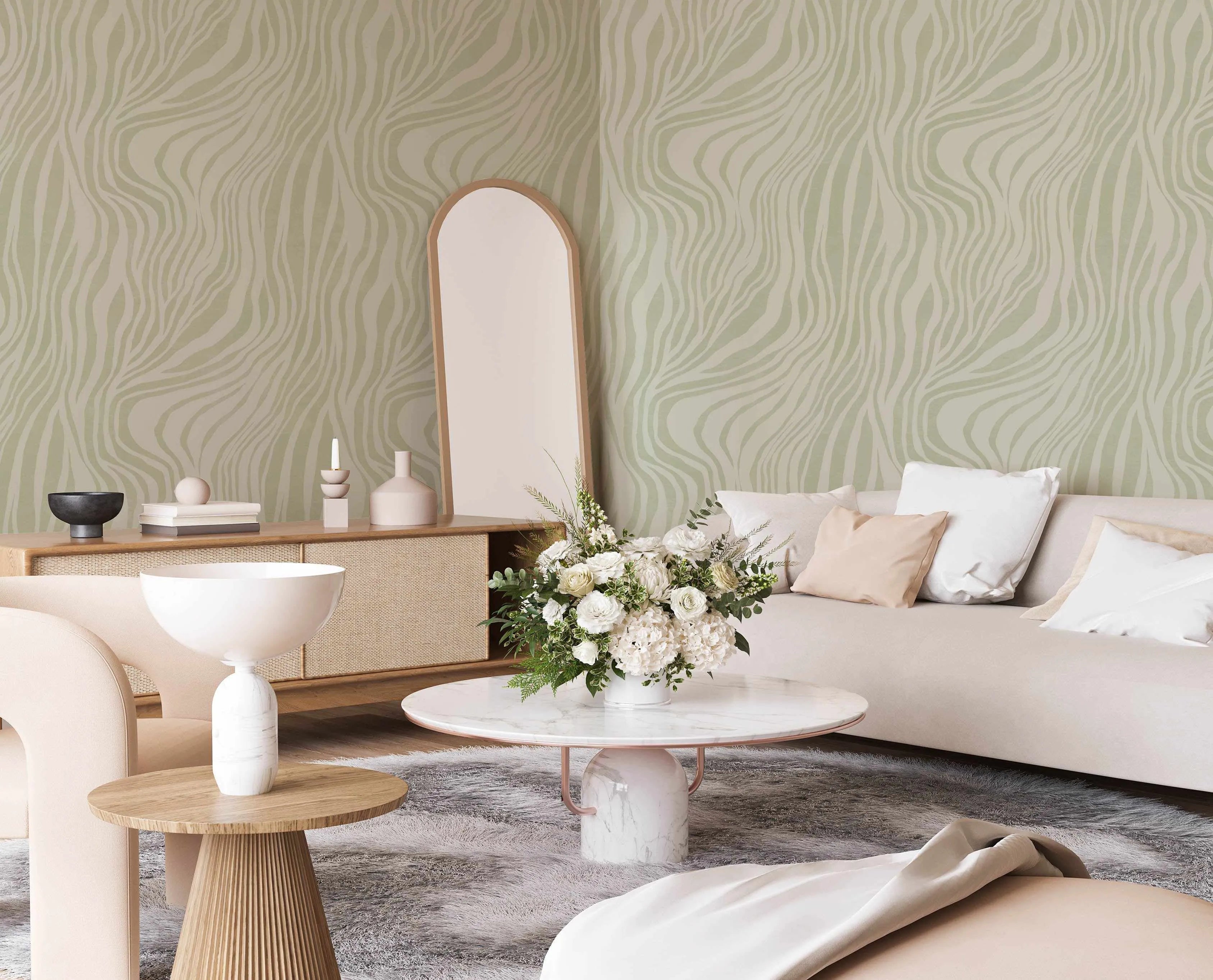 Shop Tiger Stripes Sage Green Australian Made Wallpaper Online. – Olive ...