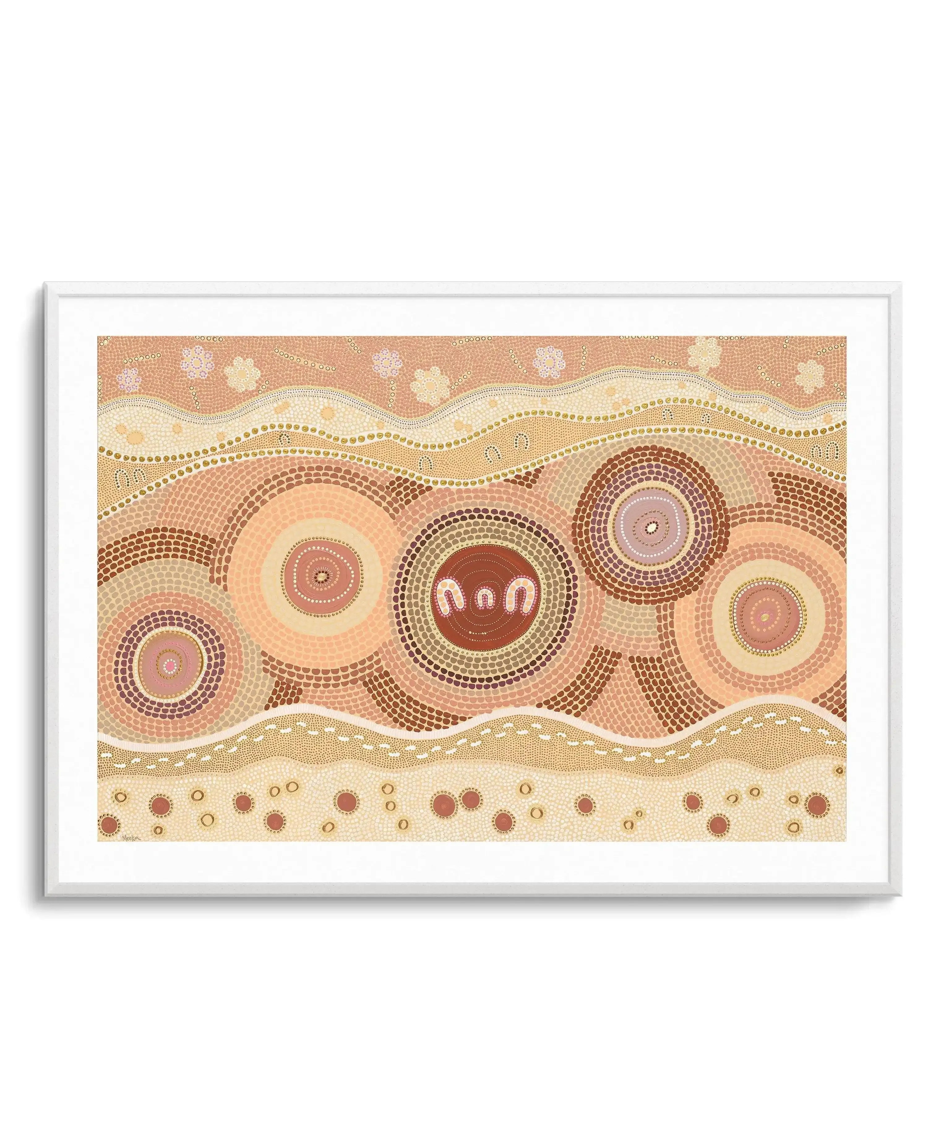 Beige tone Indigenous Australian Aboriginal Framed Art Print or Poster ...