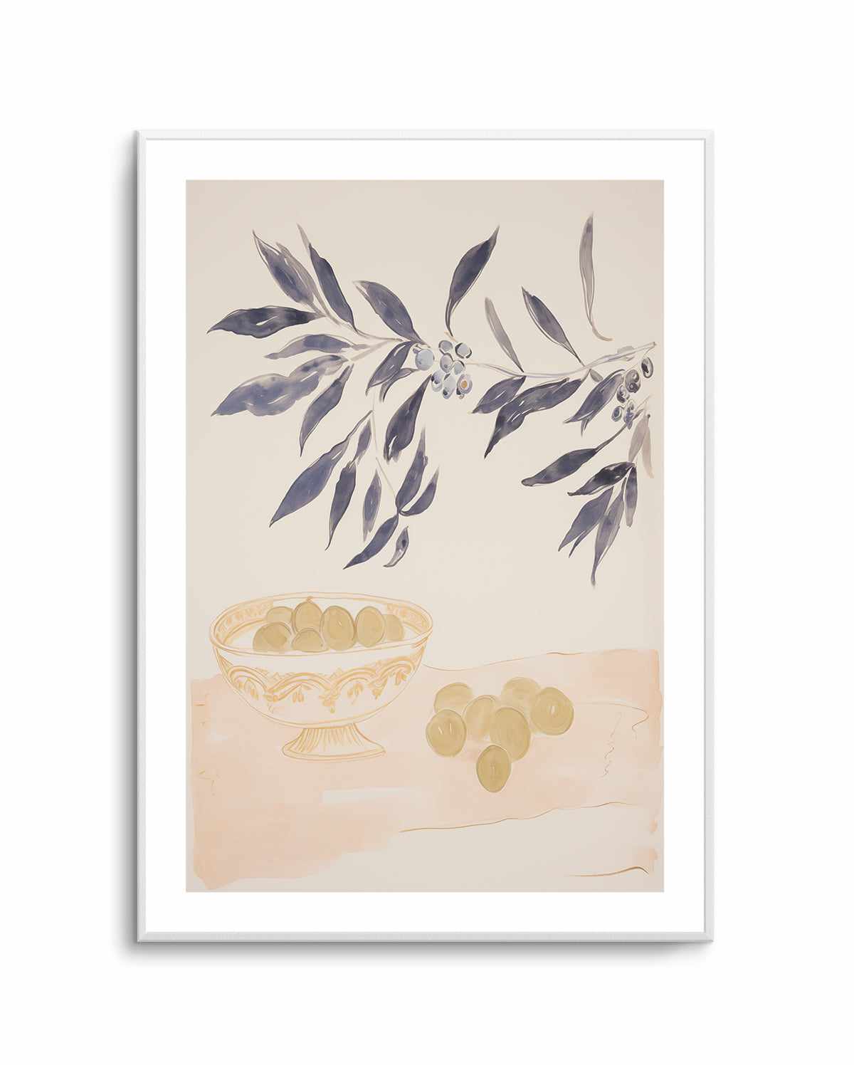 Still Life Wall Art Print | Tuscan Olives Watercolour – Olive et Oriel