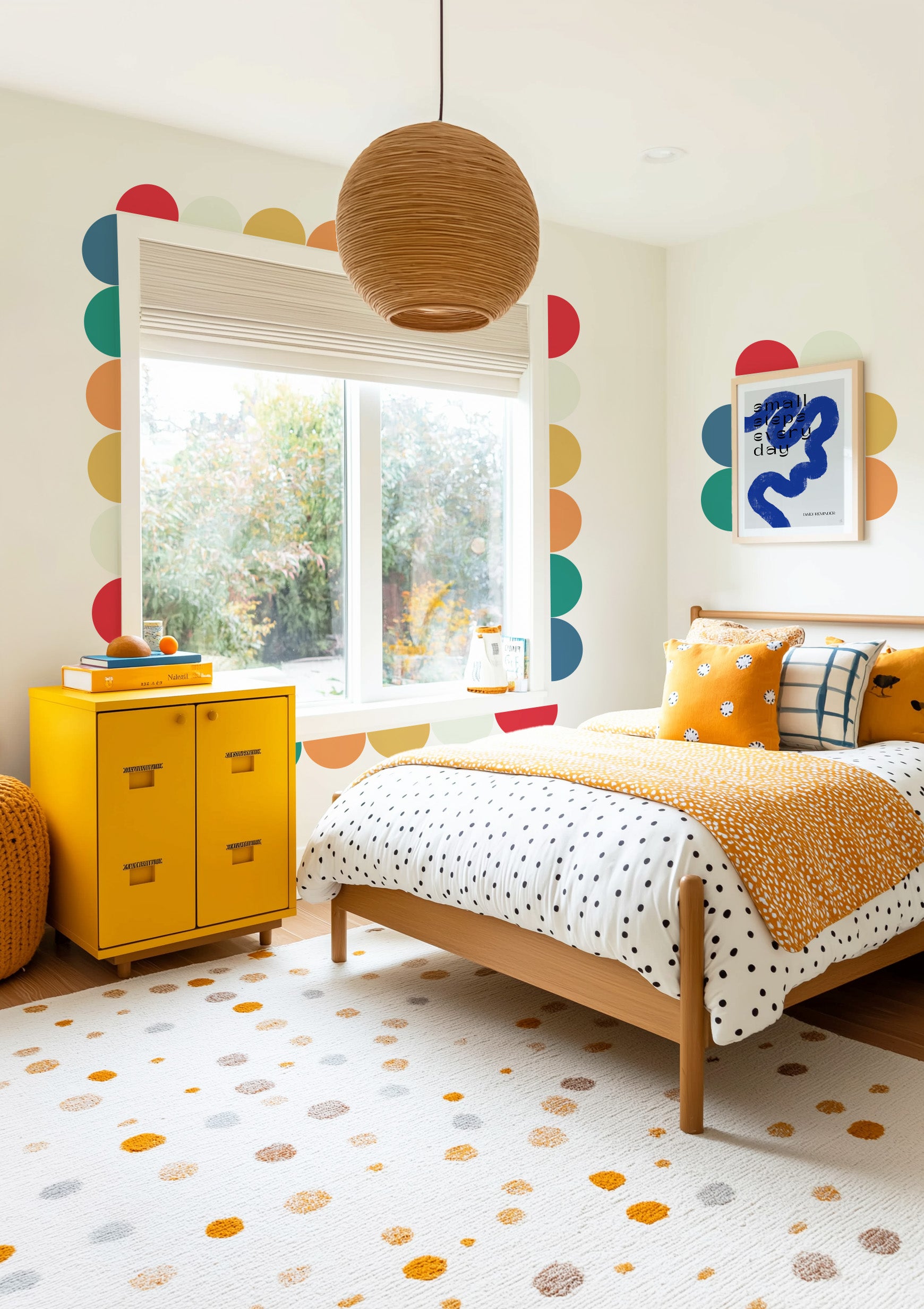 Window & Door Scallops in Retro Colours Removable Fabric Wall Mural ...