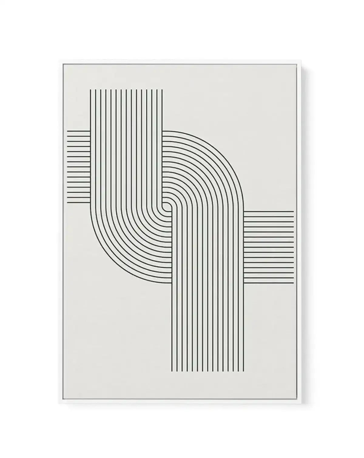 SHOP Bender III Abstract Line Art Framed Canvas Artwork in Oak, White ...