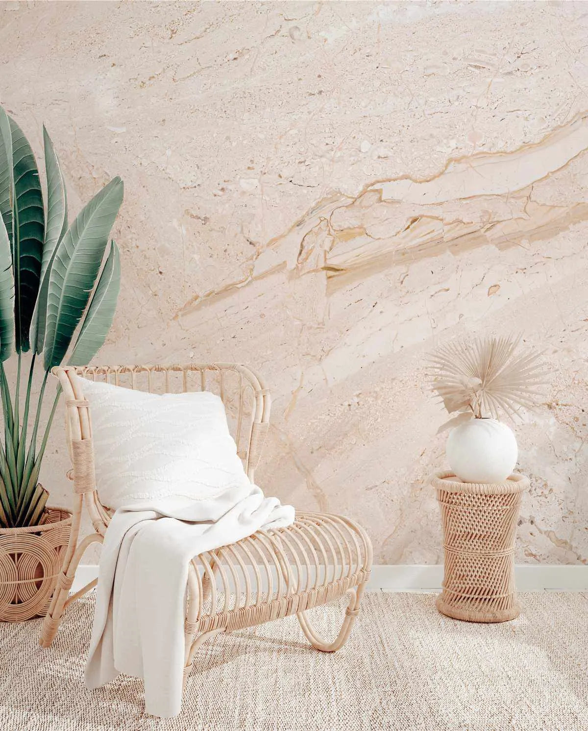 SHOP Modern Marble Blush Tone Stone Peel & Stick Wallpaper Online ...