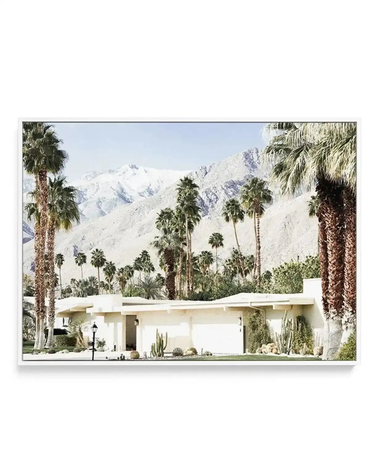 SHOP Palm Springs House & Palms Framed Canvas Artwork in oak, black or ...