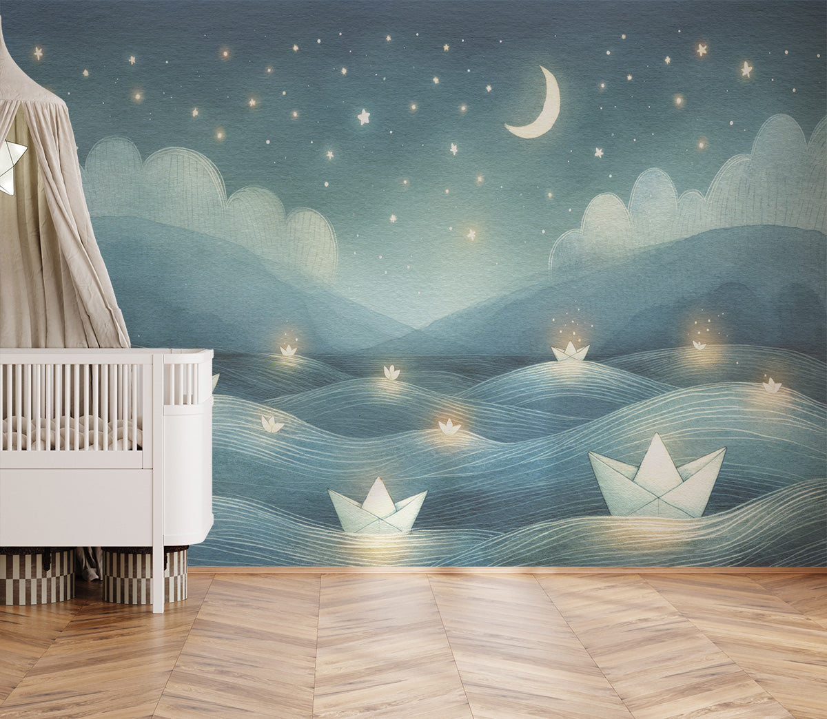 Dreamy Nautical Theme Mural Kids Room Peel & Stick Removable Wallpaper ...