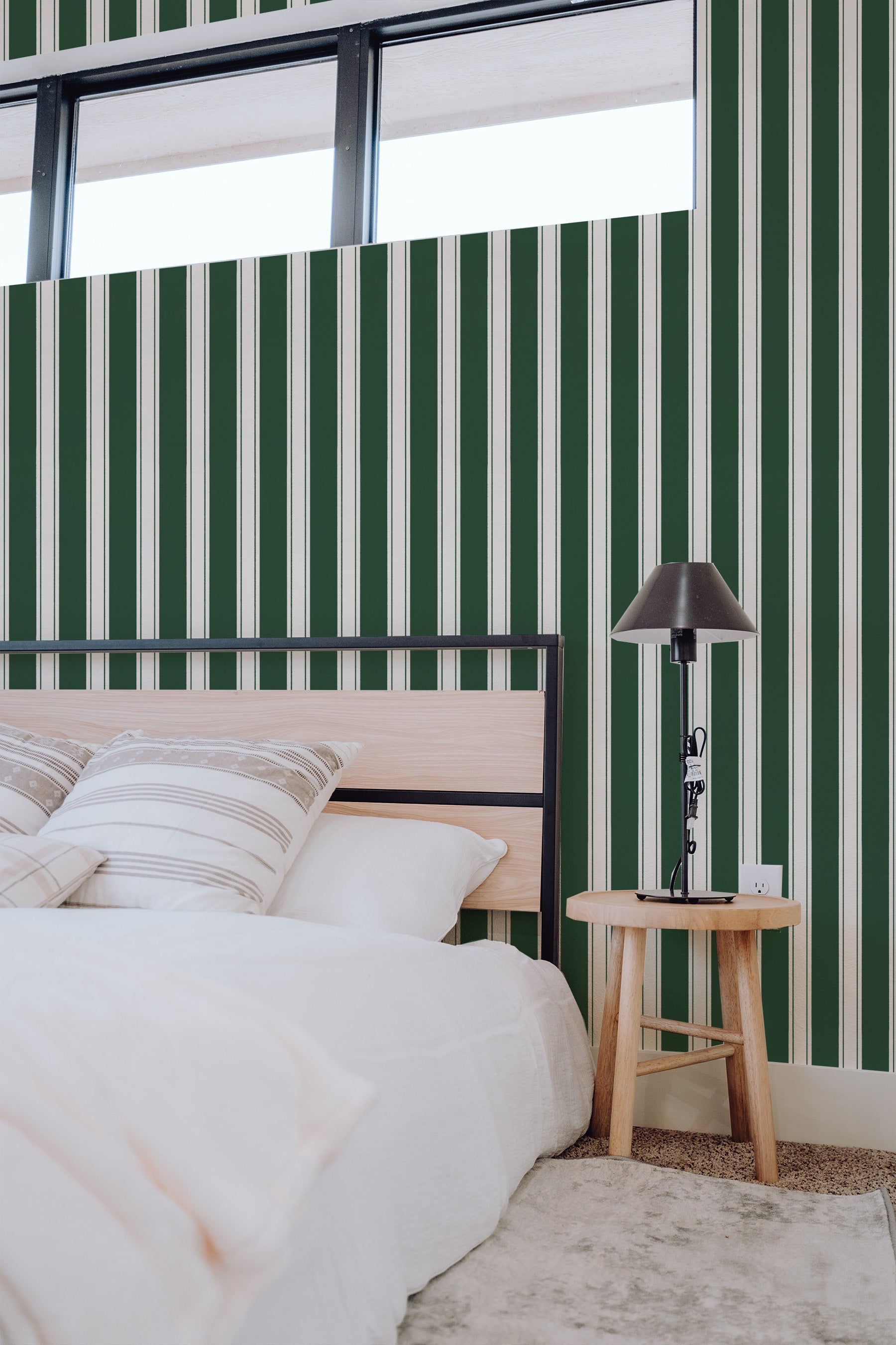 Country Stripe Dark Green Wallpaper Removable Peel & Stick Online ...