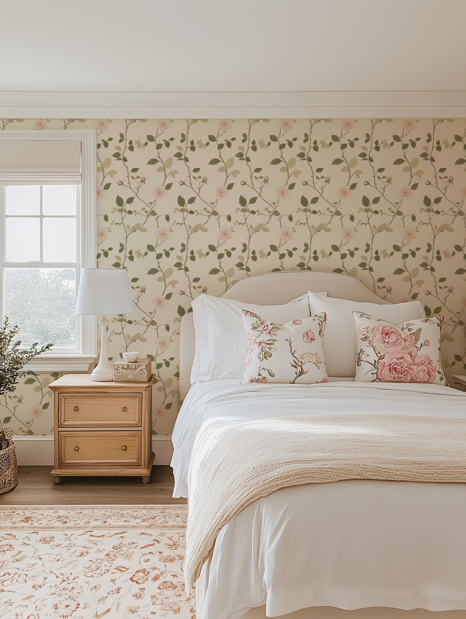 Sweet Cream Rose Floral Girls Wallpaper | Premium Designer Wallpapers ...