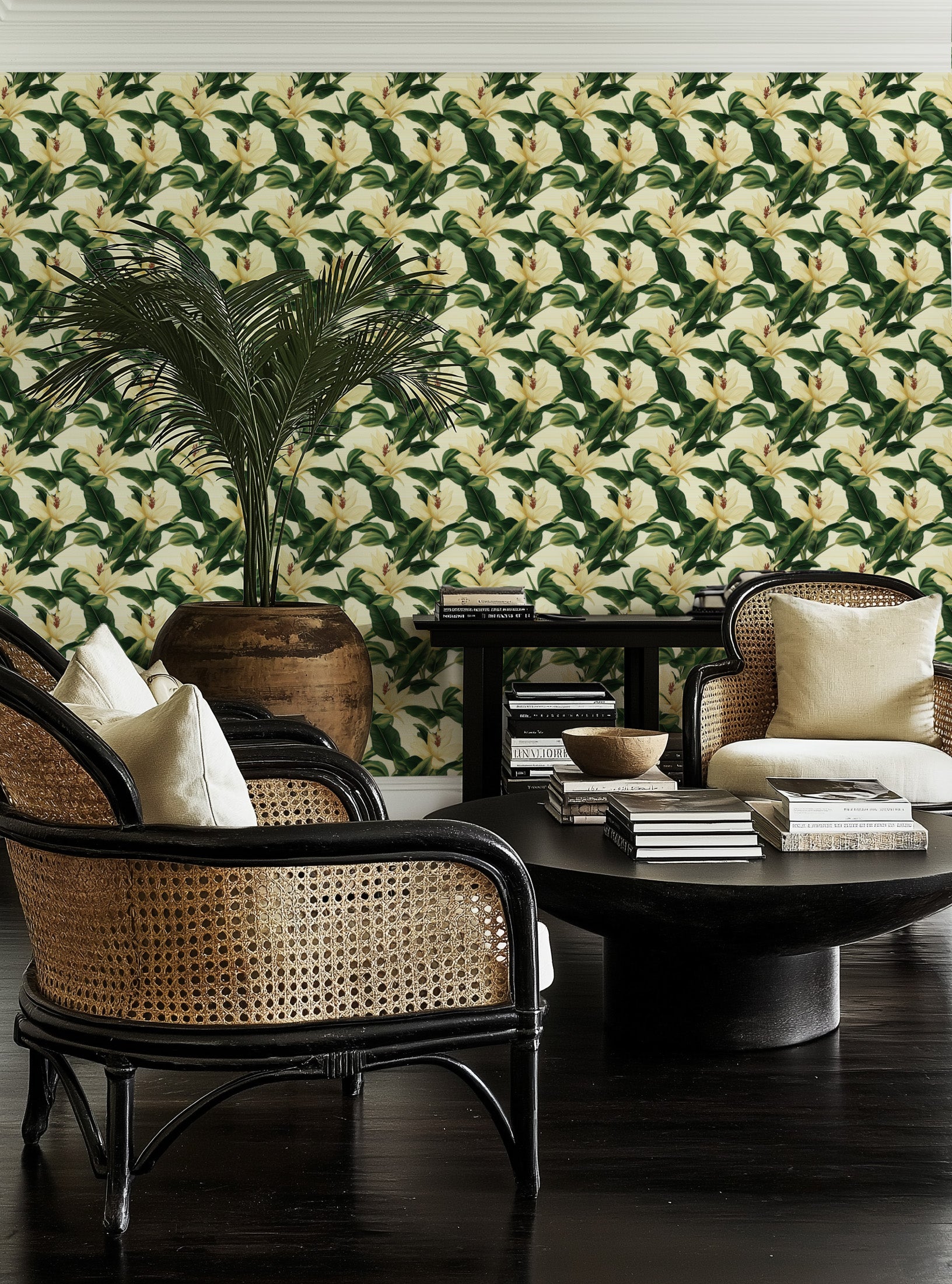 Empire Palm Colonial Green Wallpaper Removable Fabric Peel & Stick ...