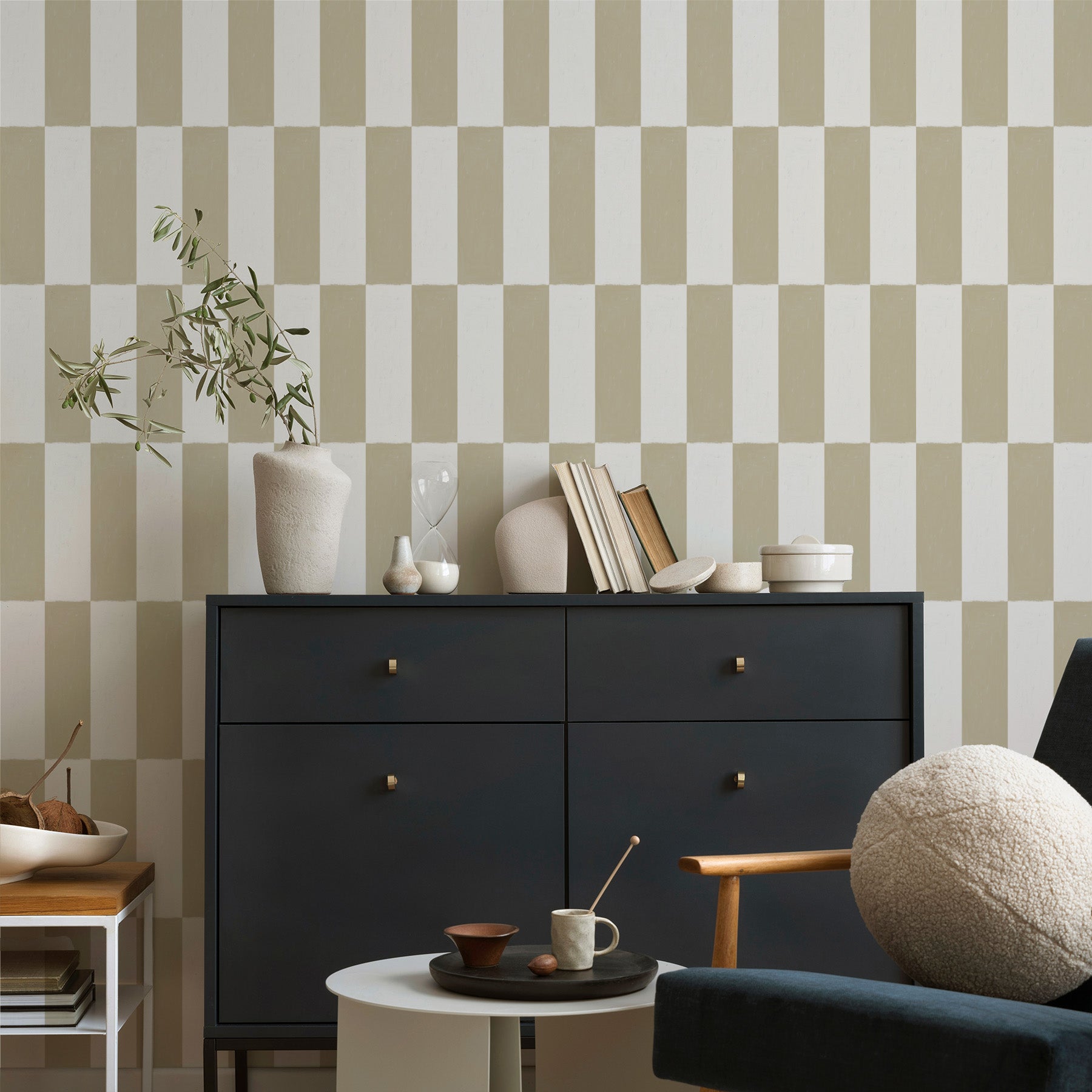 Cabarita Check in Olive Green Wallpaper | Premium Designer Wallpapers ...