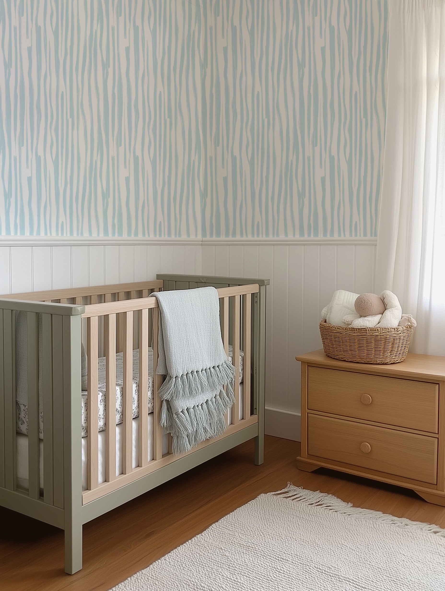 Arlo Blue Stripe Boys Room Peel & Stick Removable Kids Wallpaper ...