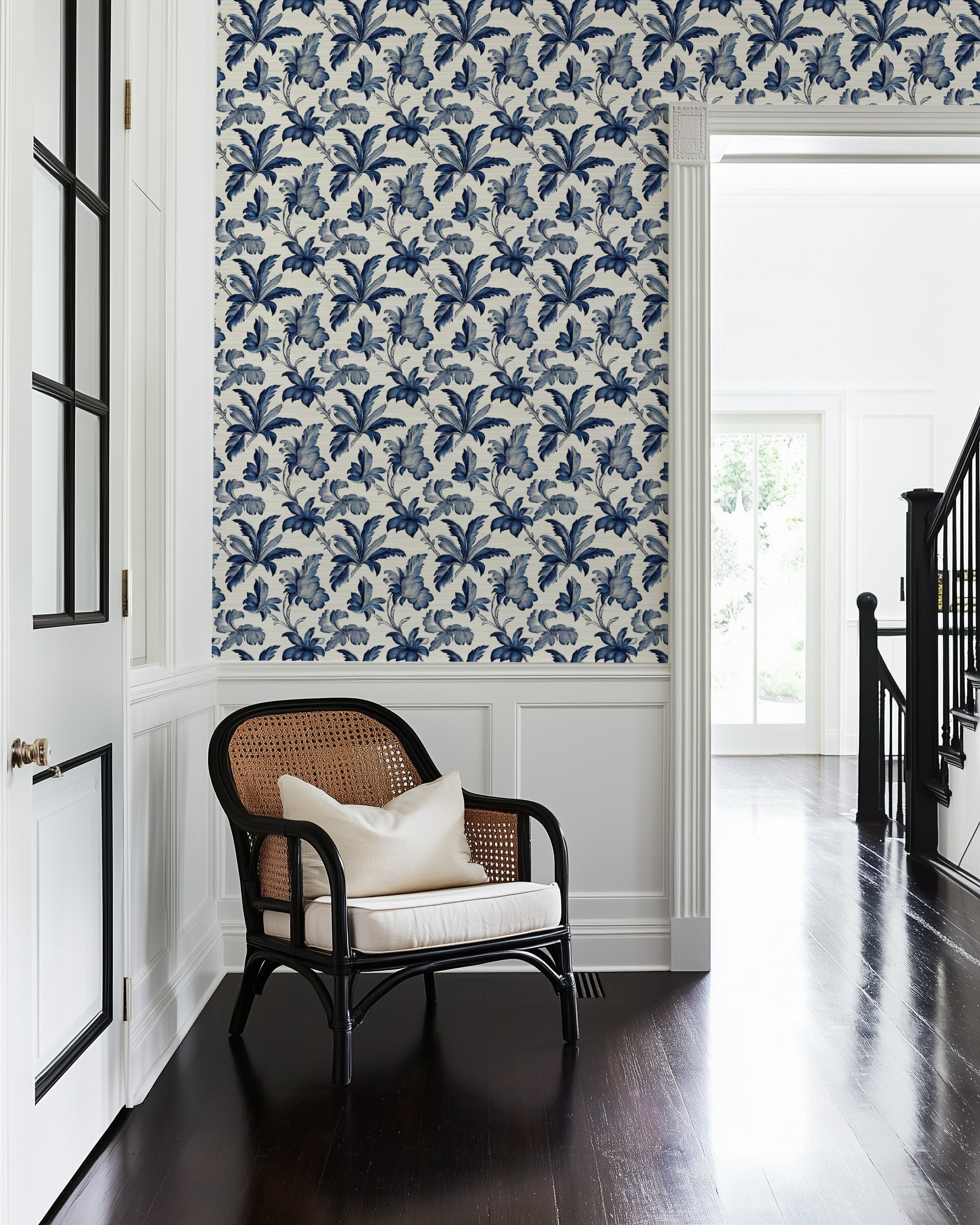 Heritage Vine Navy Blue Wallpaper Removable Fabric Peel & Stick – Olive ...