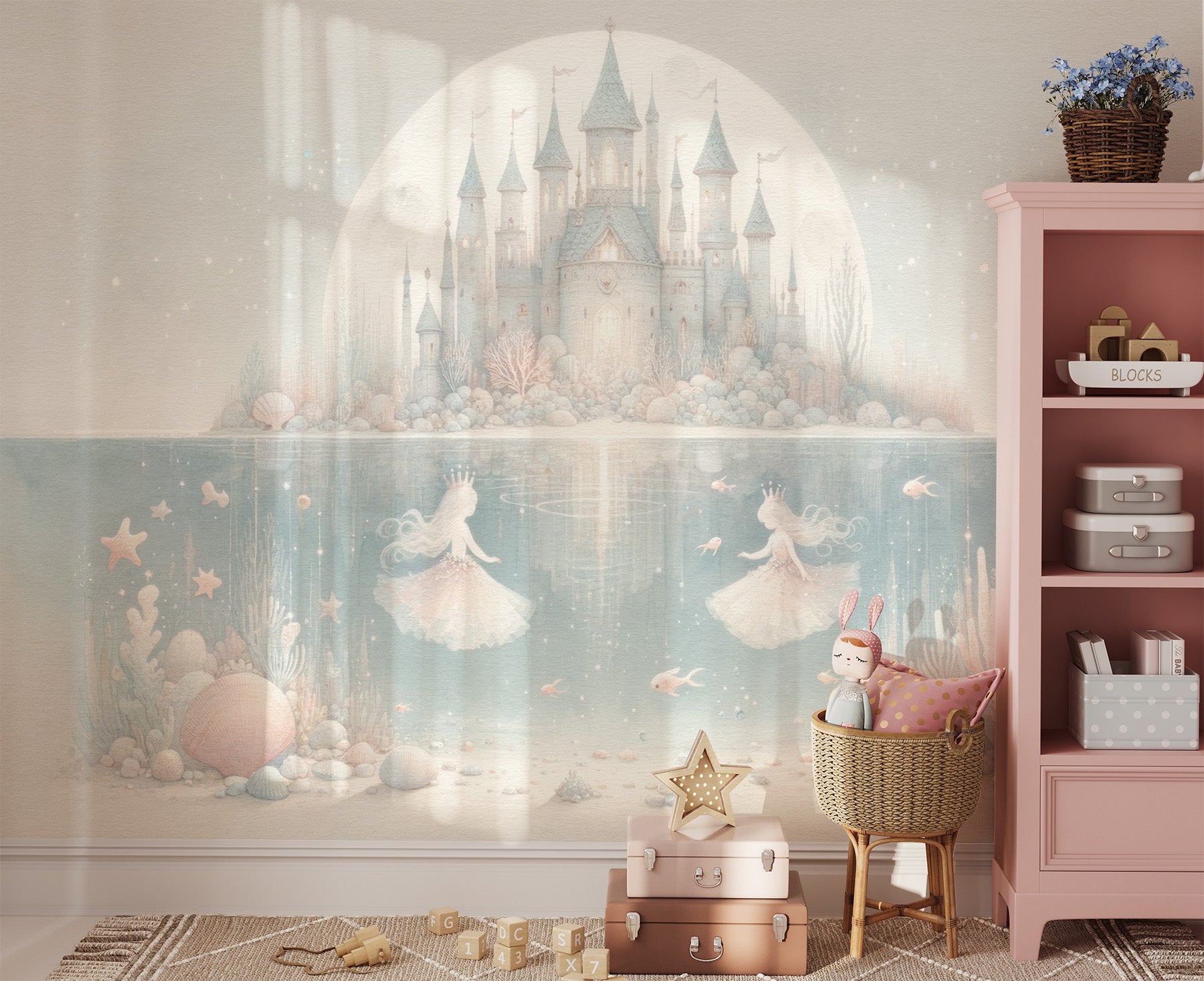 Mermaids Ocean Theme Mural Kids Room Peel & Stick Removable Wallpaper ...