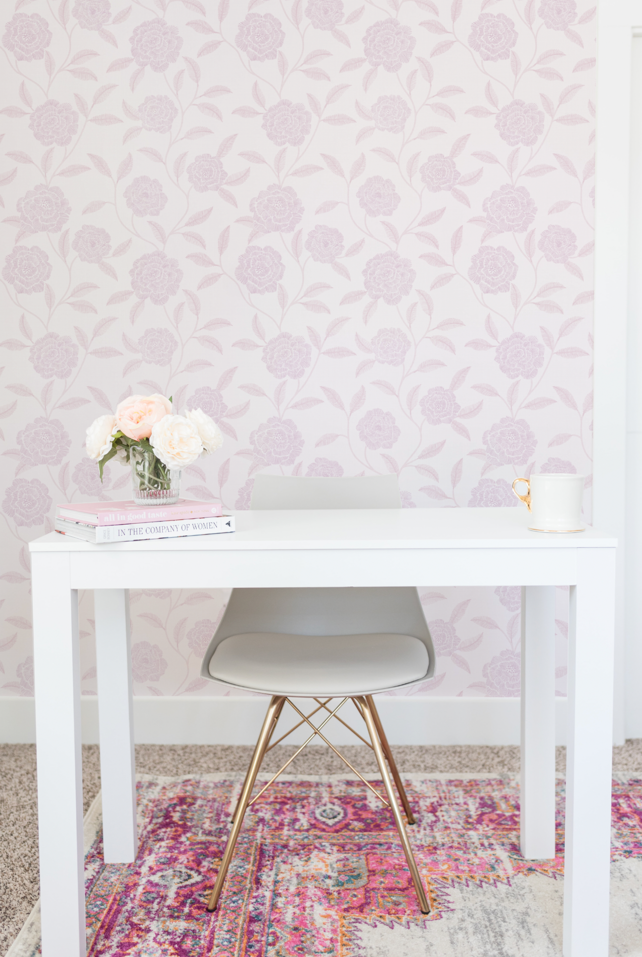 Shop French Rose Pink Australian Made Flower Wallpaper Online. – Olive ...