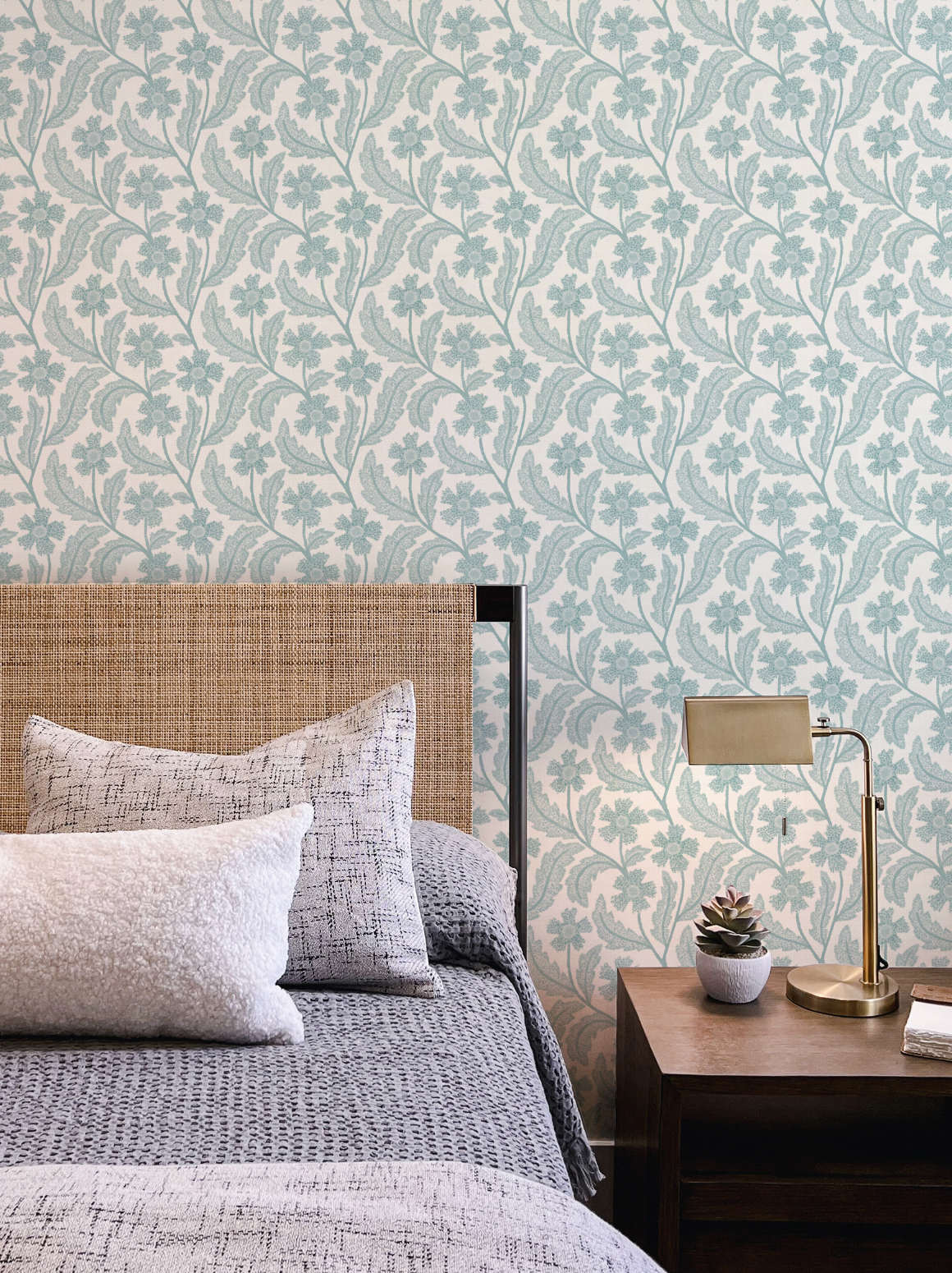 Country Blossom Light Teal Blue Australian Made Wallpaper Online ...